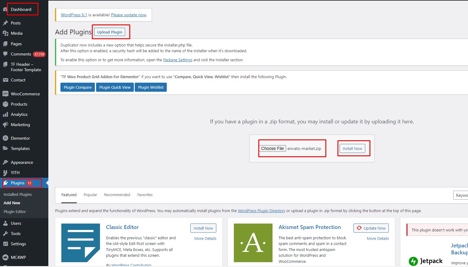 How To Auto Update WordPress Theme With Envato Market Plugin - Elementor Addons Widgets